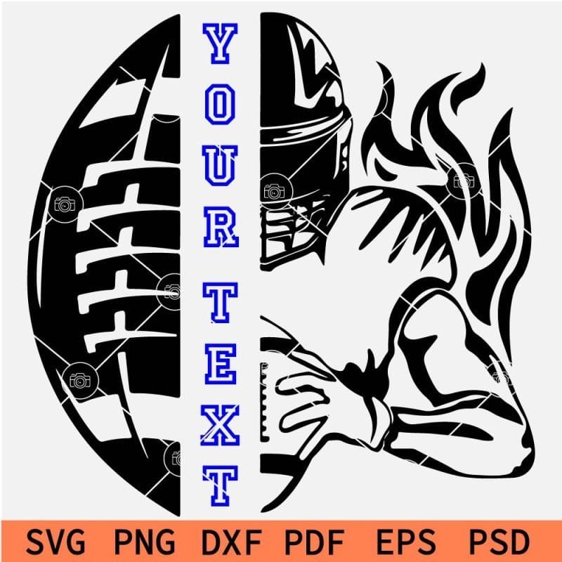 Half Football Half Player Split Monogram Svg, Half Football Ball Half ...