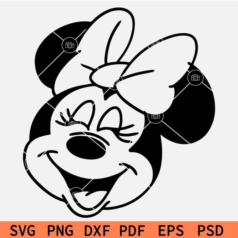 Happy Minnie Mouse SVG, Laughing Minnie with Bow SVG