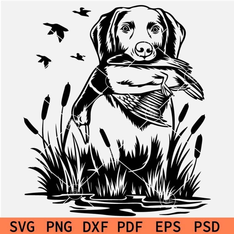 Hunting Dog in a Swamp Svg, Duck Hunting Dog Svg, Hunting Dog Svg
