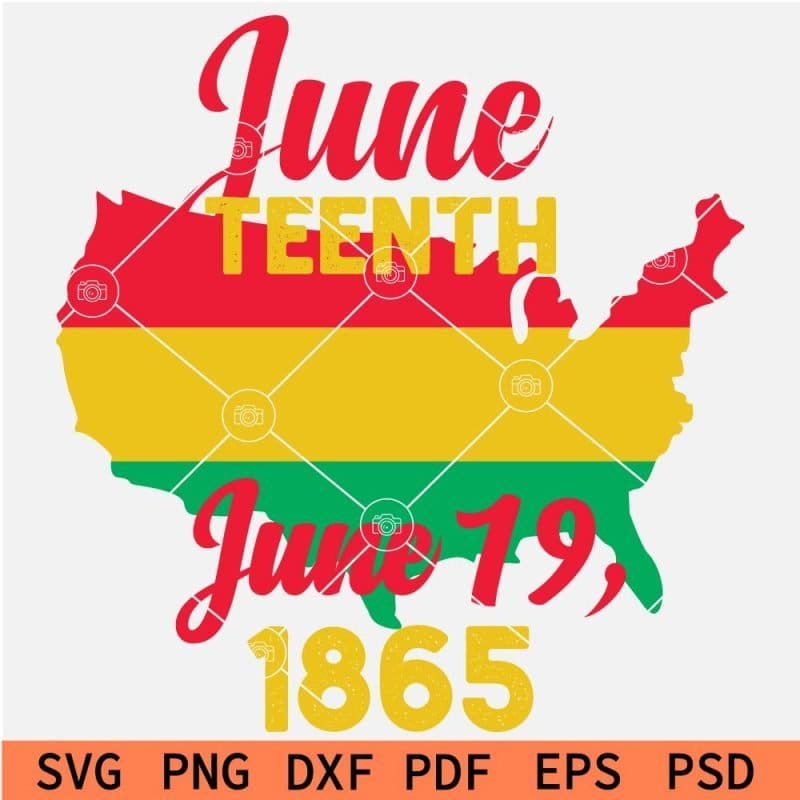 Juneteenth June 19th 1865 US Map SVG, USA Map in Juneteenth Colors SVG