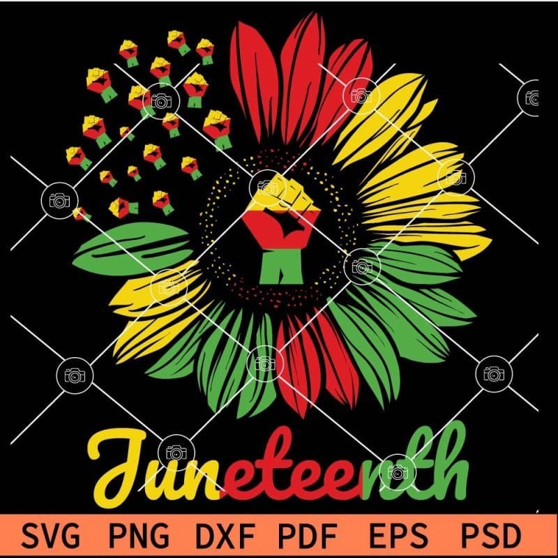 Juneteenth Sunflower Fist SVG, Sunflower Fist Freedom Day Celebrations SVG