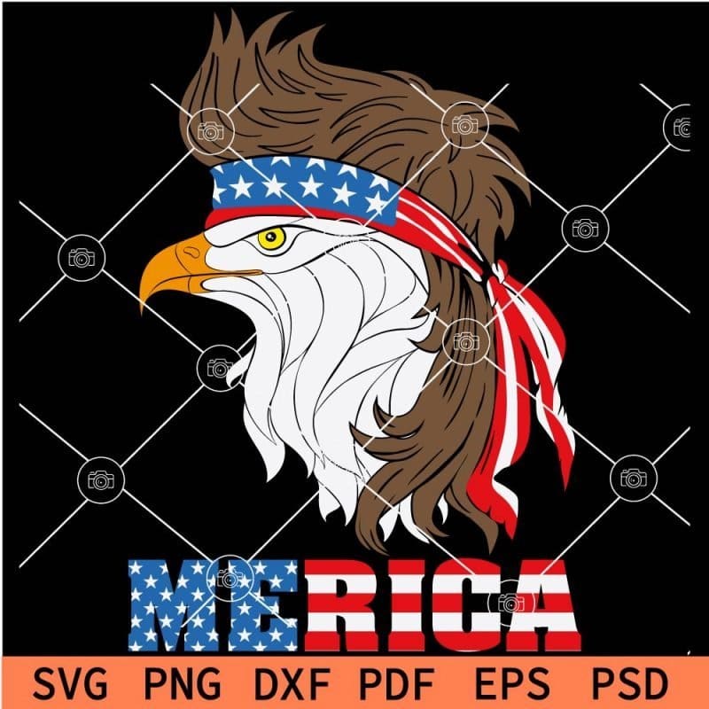 Merica eagle with US Flag Head Bandana SVG, 4th July Eagle Merica SVG ...