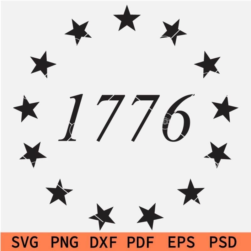 1776 Stars Wreath SVG, 1776 Stars Circular Frame SVG, USA Independence ...