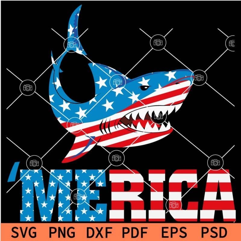Merica Aggressive Shark SVG, Shark In USA Flag Merica SVG, 4th July ...