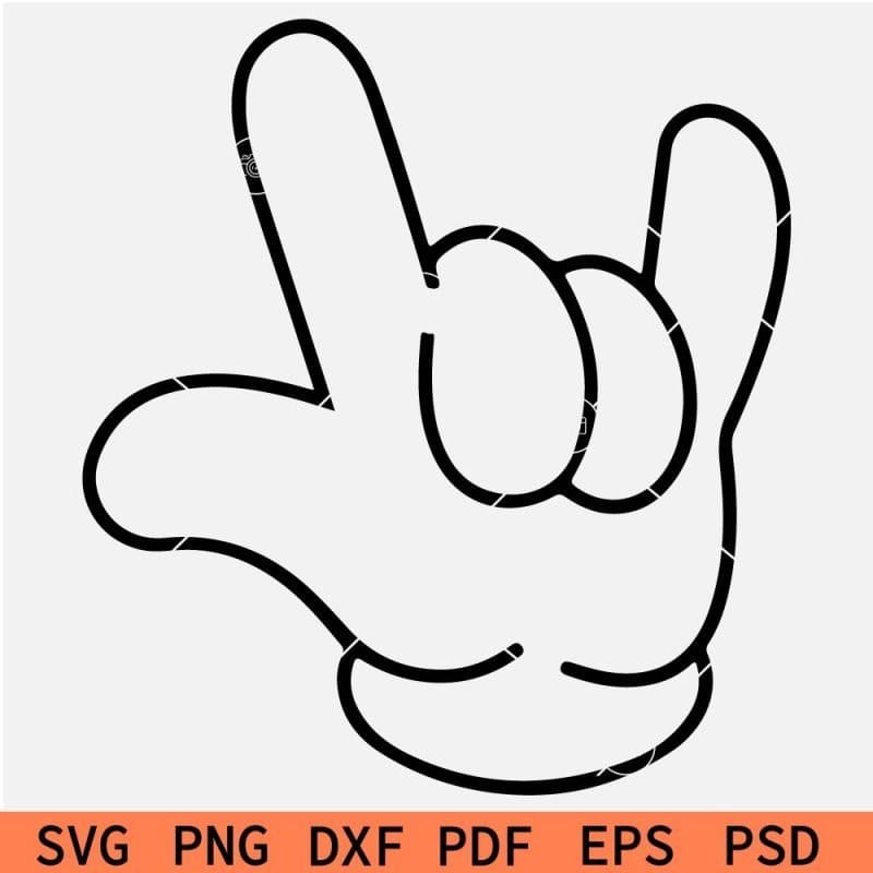 Mickey Hand Love Gesture SVG, ASL SVG, Disney Hand Love Sign Language SVG