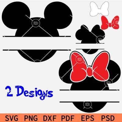 Minnie Mickey Split Monogram Bundle SVG, Disney Split Monogram Bundle SVG
