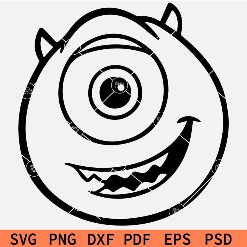 Blue Monster face outline SVG, Smiling Blue Monster SVG