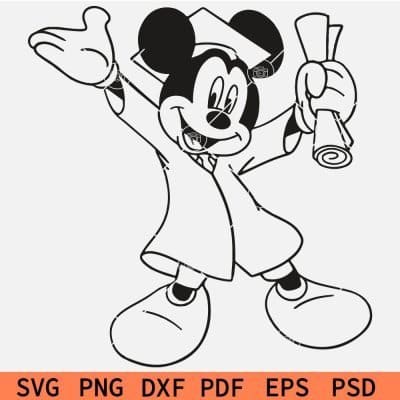Happy Mickey Mouse Graduation SVG, Disney graduation outline svg
