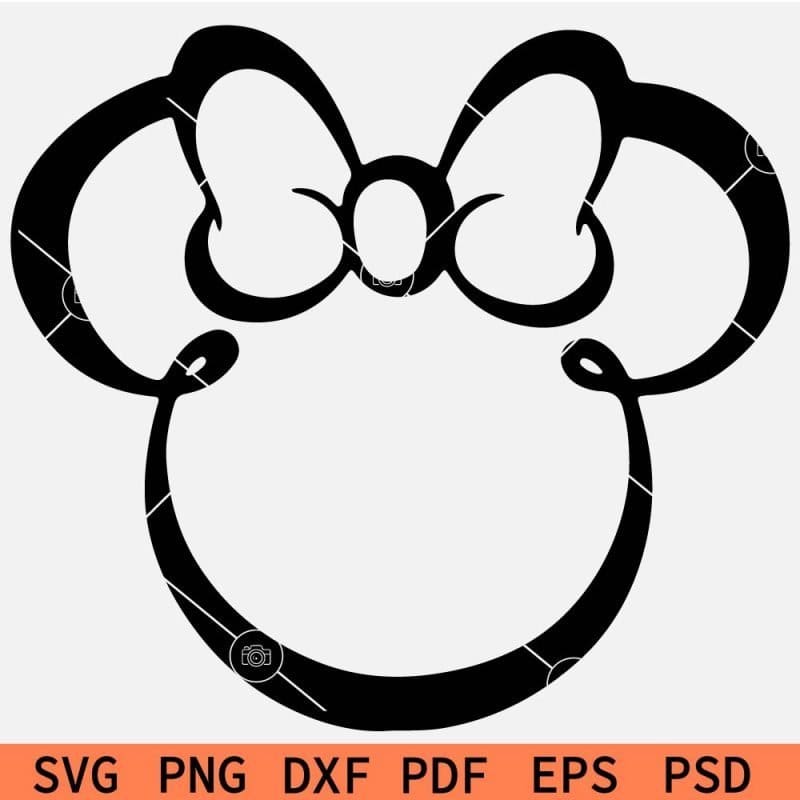 Minnie Mouse Head Outline SVG, Minnie Mouse With Transparent Bow SVG