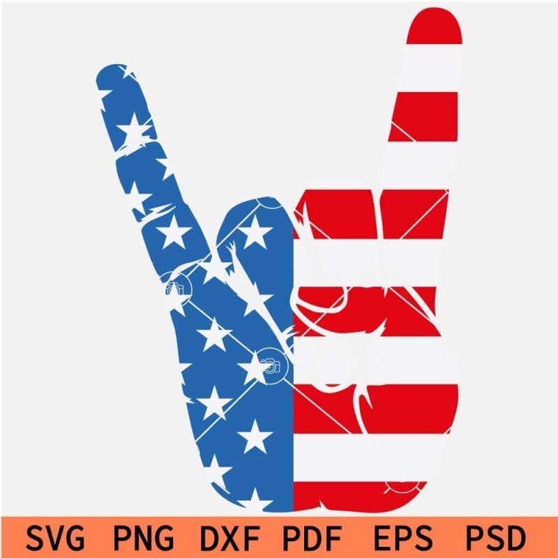 Patriotic Rock On Hand Sign SVG, 4th of July 1776 Memorial Day Rock N ...