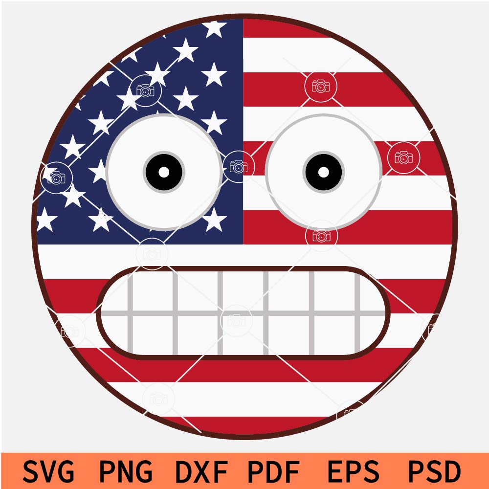Independence Day Grimacing Emoji SVG, 4th of July 1776 Memorial Day Grimacing Emoji SVG