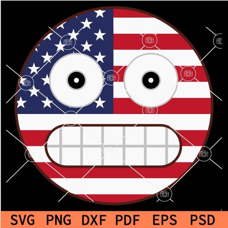 Patriotic Grimacing Emoji Smiling SVG, 4th July Grimacing Emoji SVG ...