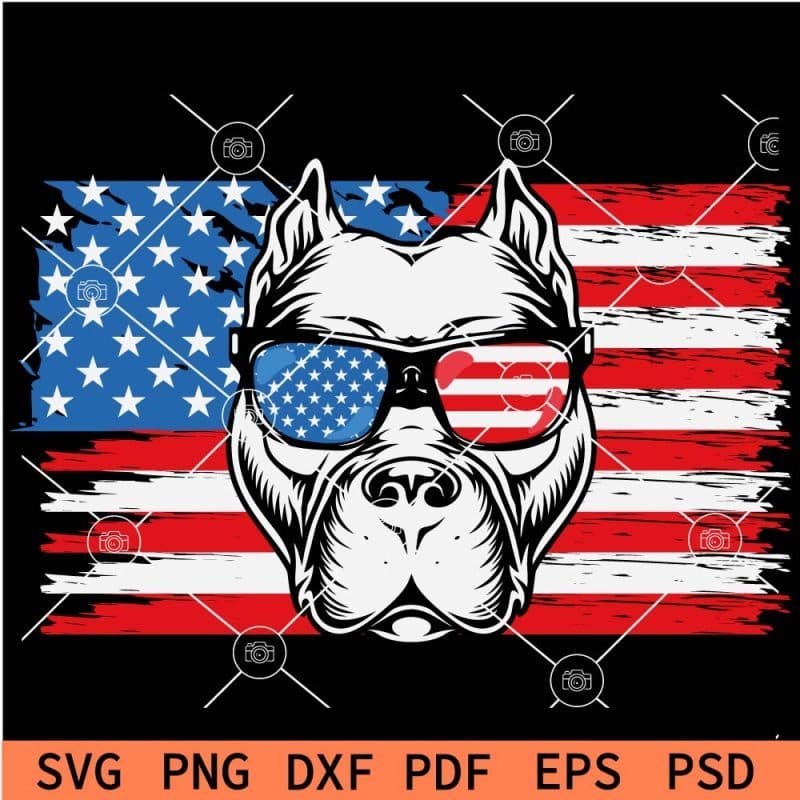 4th of July 1776 Memorial Day Pit Bull Dog Head SVG, Patriotic Day Pit ...