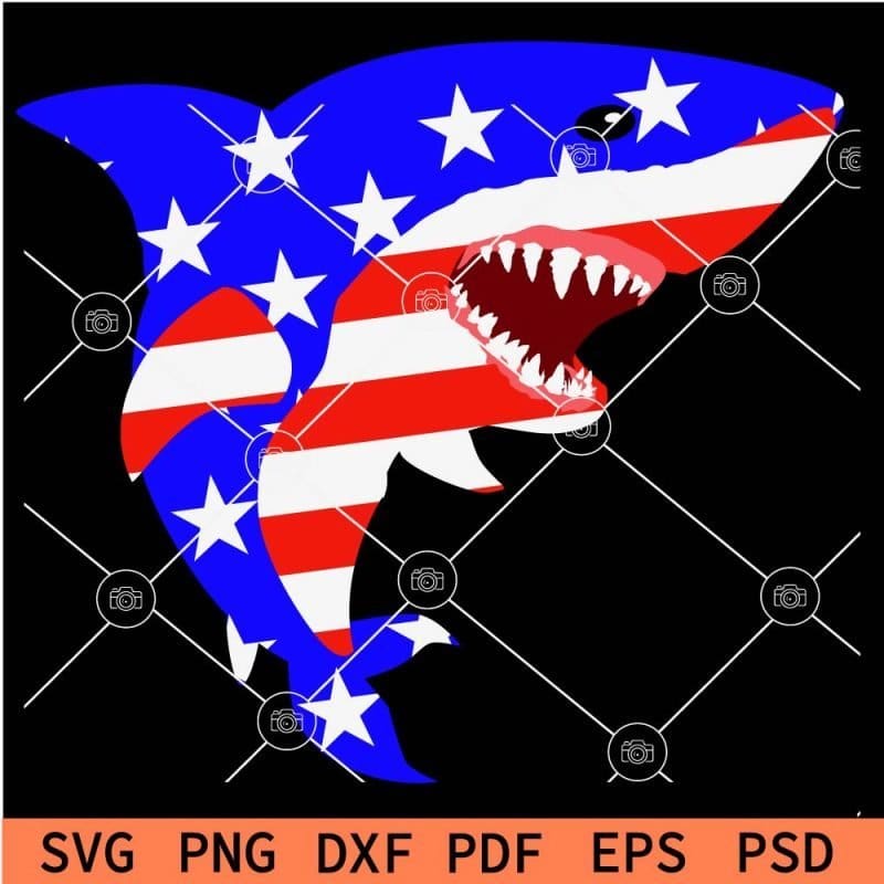 Patriotic Shark SVG, Independence Day Shark SVG, America Born Day Shark SVG