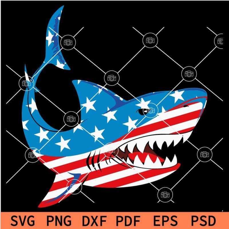 Independence Day Shark SVG, America Born Day Shark SVG, 4th of July ...
