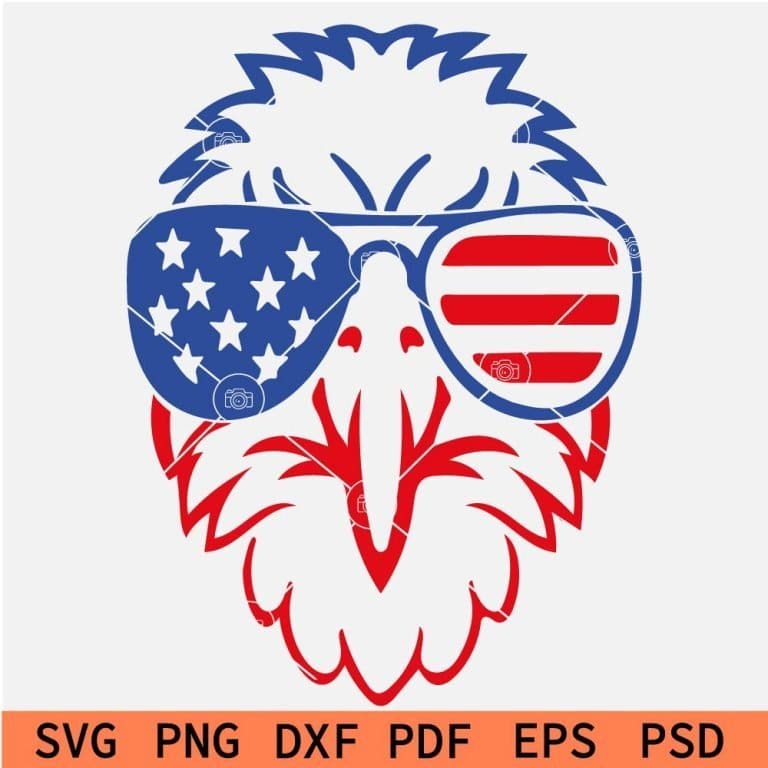 Patriotic Eagle head with sunglasses SVG, 4th July eagle sunglasses SVG