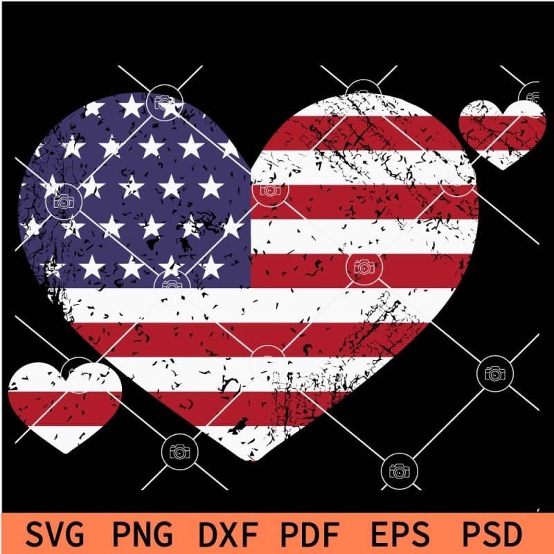 Distressed Patriotic Heart Symbol SVG, 4th July Distressed Heart Symbol ...