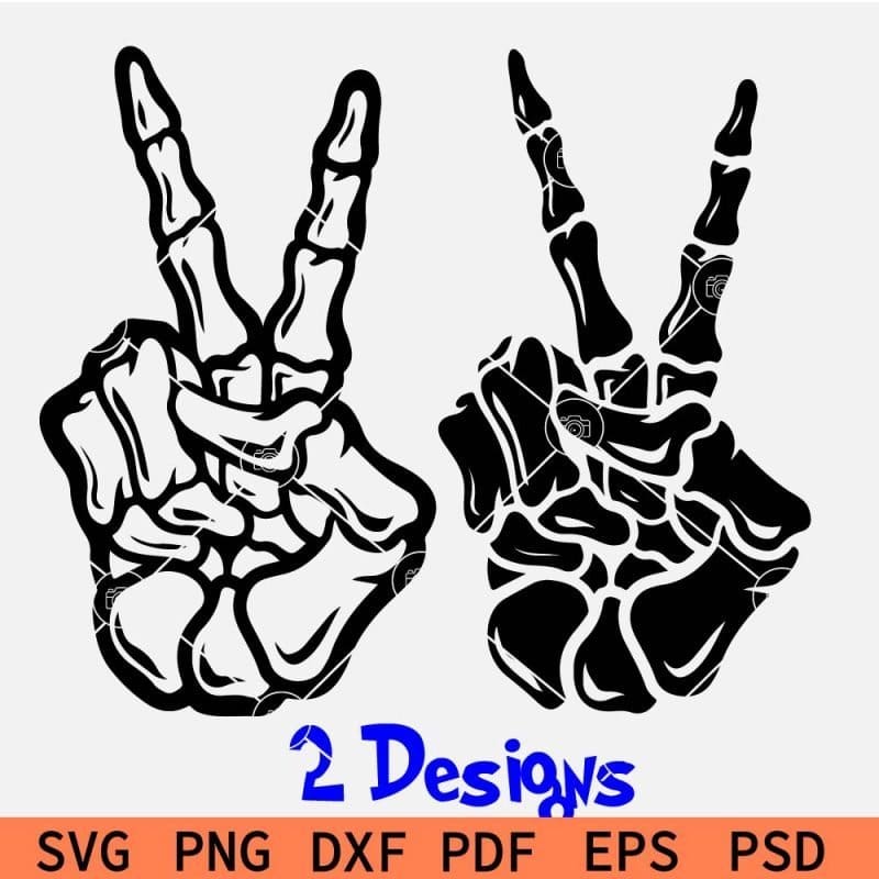 Skeleton Hand Peace Symbol Bundle SVG, Skeleton Peace Sign Svg ...