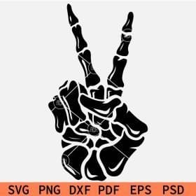 Skeleton Hand Peace Symbol SVG, Skeleton Peace Sign Svg, Skeleton Peace ...
