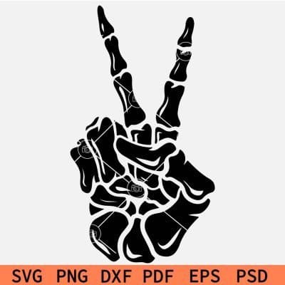 Skeleton Hand Peace Symbol SVG, Skeleton Peace Sign Svg, Skeleton Peace ...