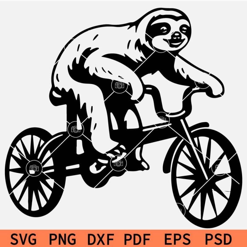 Sloth on Bike, Funny Sloth riding Bike SVG, Biker Sloth SVG