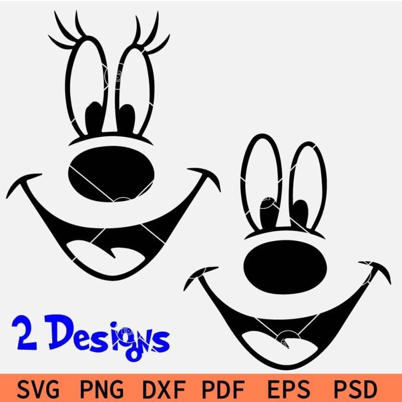 Disney Smiling Face Bundle SVG, Mickey and Minnie Smiling Face with ...