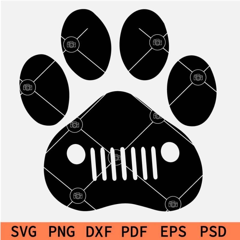 Jeep Grill inside Dog Paw SVG, Dog Paw Jeep Grill SVG, Jeep Dog Paw SVG