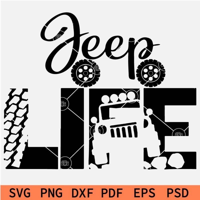 Jeep Life Tyre Tracks SVG, Jeep Car SVG, Jeep Life Tire Tracks SVG