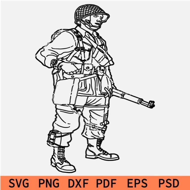 Army with riffle outline SVG, Veterans Outline SVG