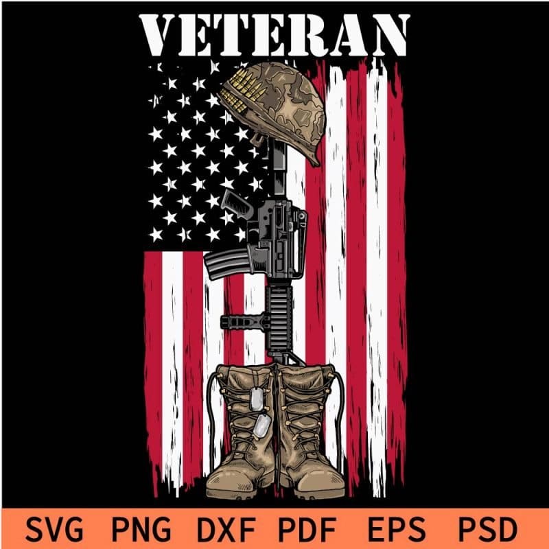 Veteran Flag Riffle Boots and army Helmet SVG, Veteran Helmet Tag Boots ...