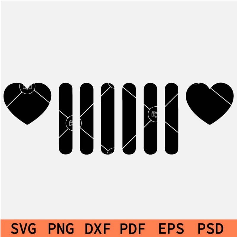 Jeep Grill with heart symbol Head lights svg, Jeep Lover SVG, Jeep ...