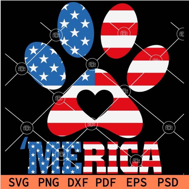 USA Flag Paw Merica SVG, 4th July Paw Merica SVG, Independence Day ...