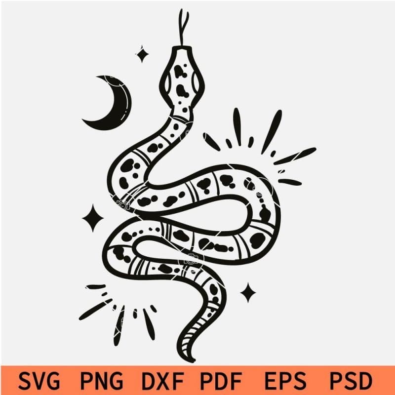 Magical Snake SVG, Mystical Snake SVG, Celestial Snake SVG