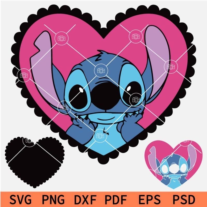 Stitch Inside Heart Symbol Layered SVG, Stitch inside Love Symbol SVG