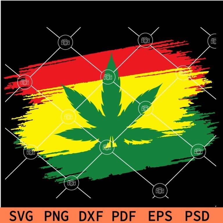Marijuana Leaf Flag SVG, Weed Day Flag SVG, Weed Leaf inside Rasta ...