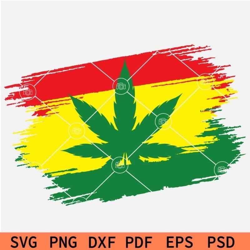 Weed Leaf inside Rasta Colors Flag SVG, 420 Design Flag SVG
