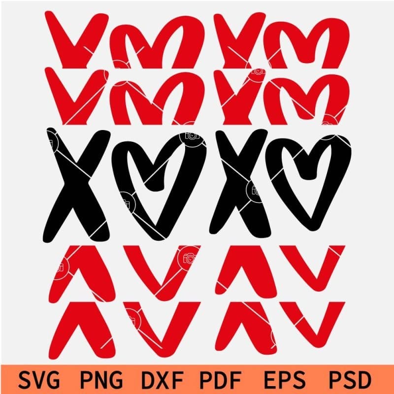XOXO red SVG, Xoxo Heart SVG, Hugs and Kisses xoxo SVG, Valentine’s day Svg