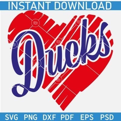 Ducks Sports Scribble Love Symbol SVG, Ducks Sports Love Heart Symbol SVG