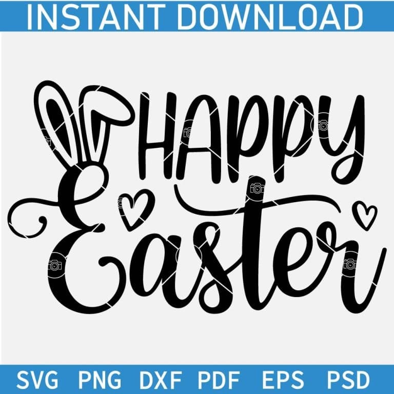Happy Easter Bunny ears SVG, Easter Bunny SVG, Bunny Ears Easter SVG
