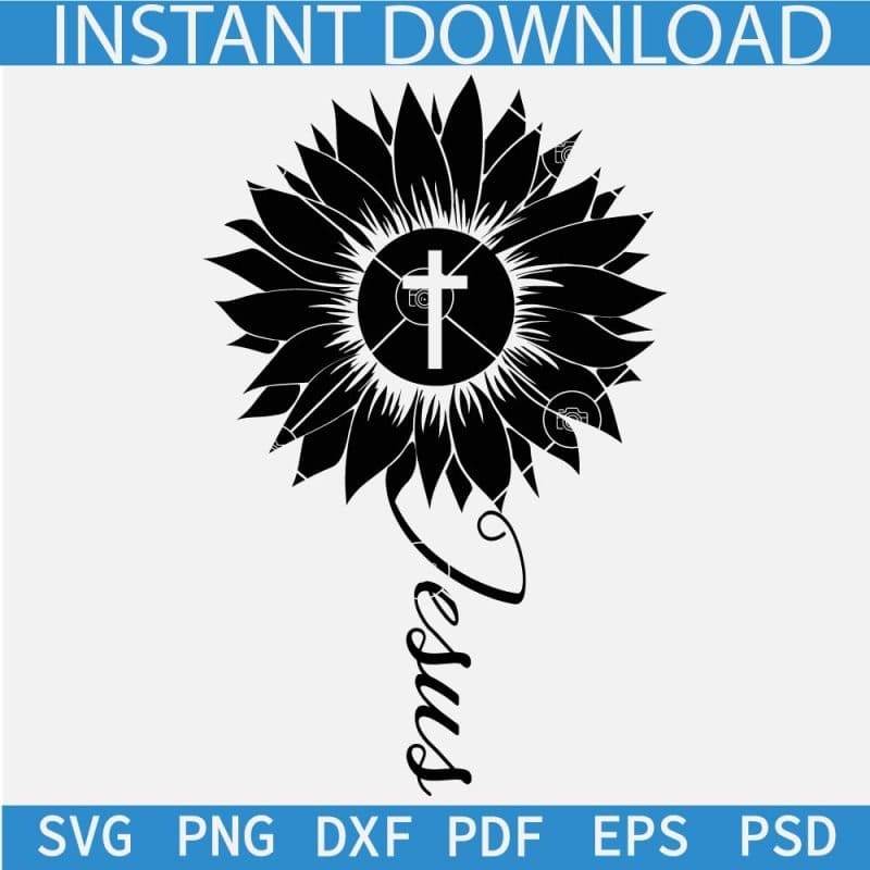 Jesus Sunflower SVG, Floral Jesus SVG, Christianity SVG