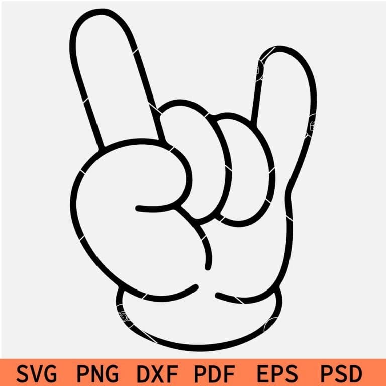 Mickey Rock On Hand Sign SVG, Disney Rock N Roll Hand Sign SVG