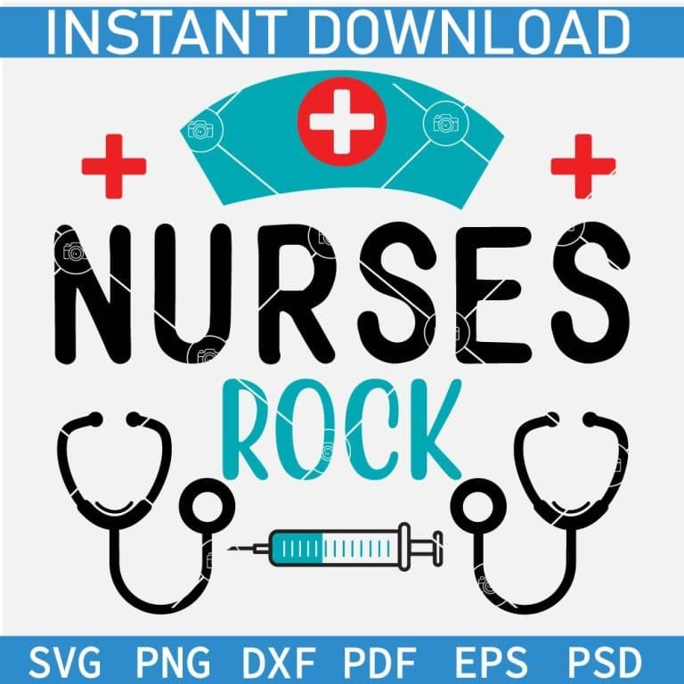 Nurses Rock SVG, Nurses Rock Nurse Hat SVG, Nurses Rock Stethoscope SVG