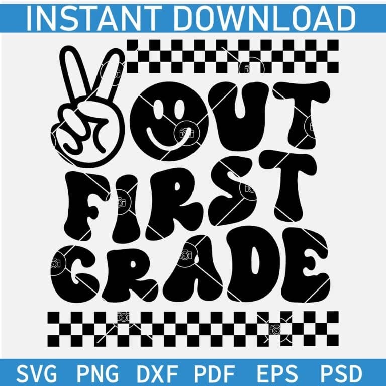 Happy Face Peace Out First Grade SVG, Peace Out 1st Grade Smiley Pencil SVG
