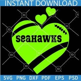 Seahawks Heart Symbol Football Ball SVG, Team Seahawks Love SVG ...