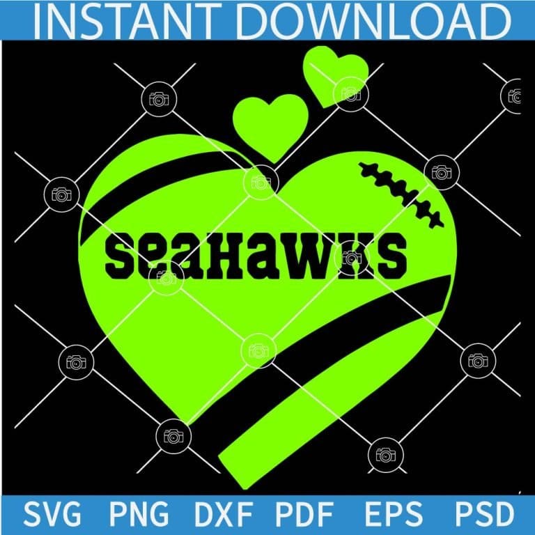 Seahawks Heart Symbol Outline SVG, Team Seahawks Love SVG, The Seahawks SVG