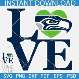 Seahawks Heart Symbol Outline SVG, Team Seahawks Love SVG, The Seahawks SVG