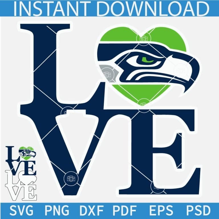 Seahawks Heart Symbol Outline SVG, Team Seahawks Love SVG, The Seahawks SVG