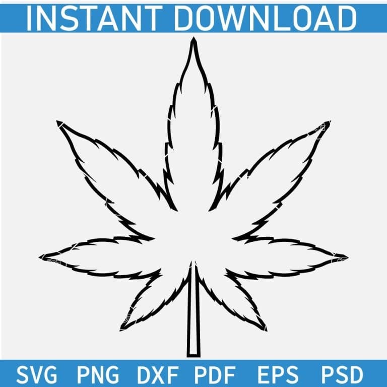 Weed Leaf Outline SVG, Marijuana Leaf Outline SVG, Cannabis leaf outline SVG