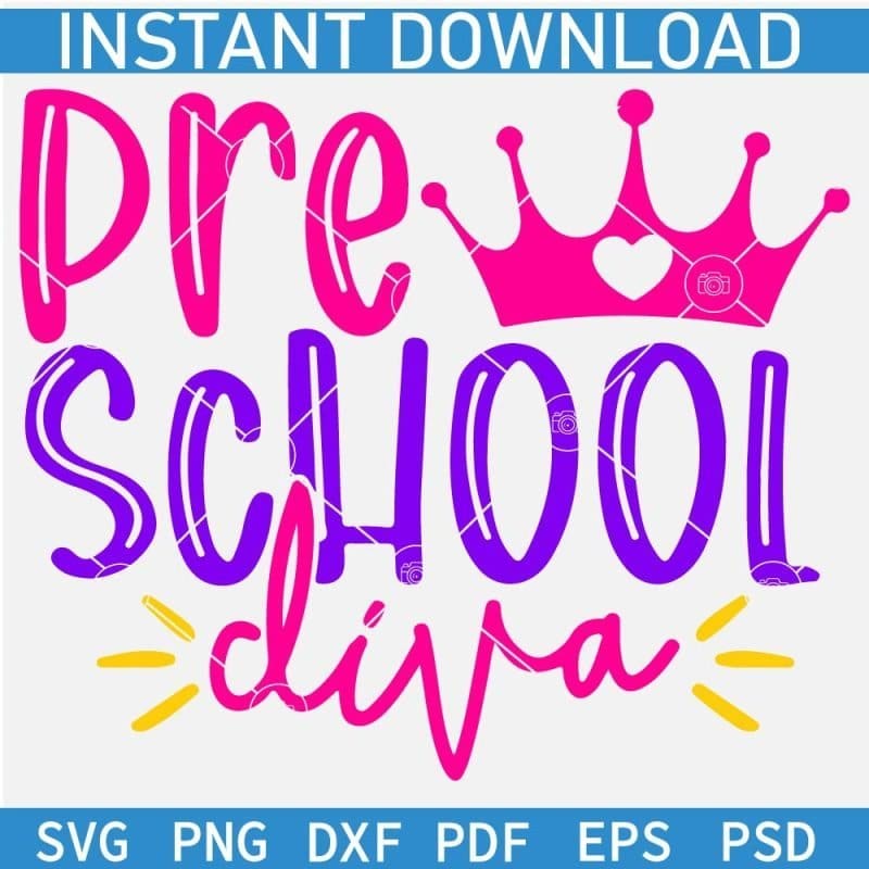 Pre School Diva with Crown SVG, Crown Pre School Diva SVG