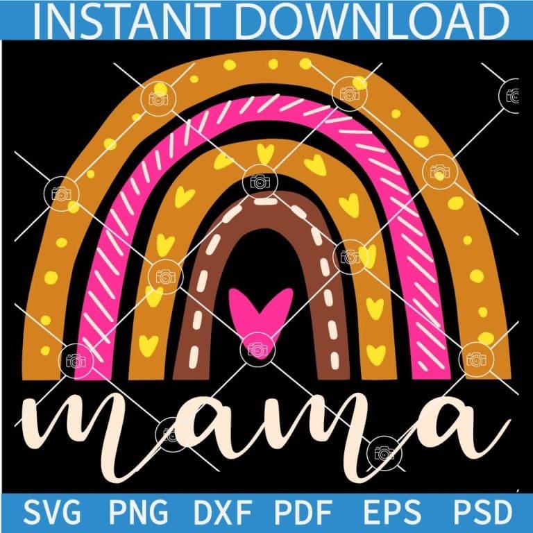 Mama Boho Rainbow with heart Symbol SVG, Boho Mama SVG